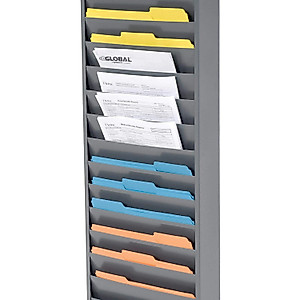 Global Industrial Medical Chart Hanging Wall File Holder, 20 Pockets, Gray