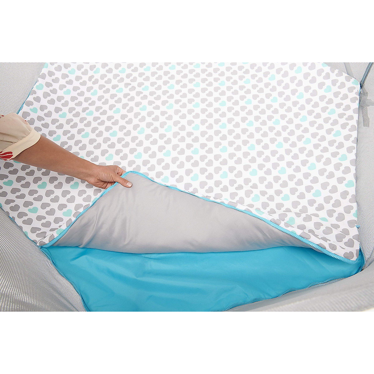 Regalo My Portable Play Yard Deluxe with Removable Pad, Indoor and Outdoor, Bonus Kit, Aqua, 6-Panel