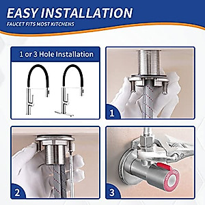 Deseegoal Kitchen Faucet with Silicone Tube, Single Handle Sink Faucet, 360° Rotatable High Arc Single Hole Kitchen Sink Faucet Brushed Nickel, 304 Stainless Steel, 17.7 Inch High