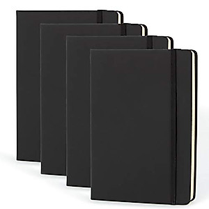 Simply Genius A5 Notebooks for Work, Travel, Business, School & More - College Ruled Notebook - Hardcover Journals for Women & Men - Lined Books with 192 pages, 5.7" x 8.4"(Black, 4 Pack)
