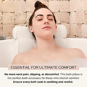 Bathtub Pillow for Neck and Shoulder - Spa Bath Pillows for Tub Neck and Back Support - Perfect Bath Accessories for Women - Relaxing Luxe Bath - Ideal Bath Gift Set for Women - Home Spa Products
