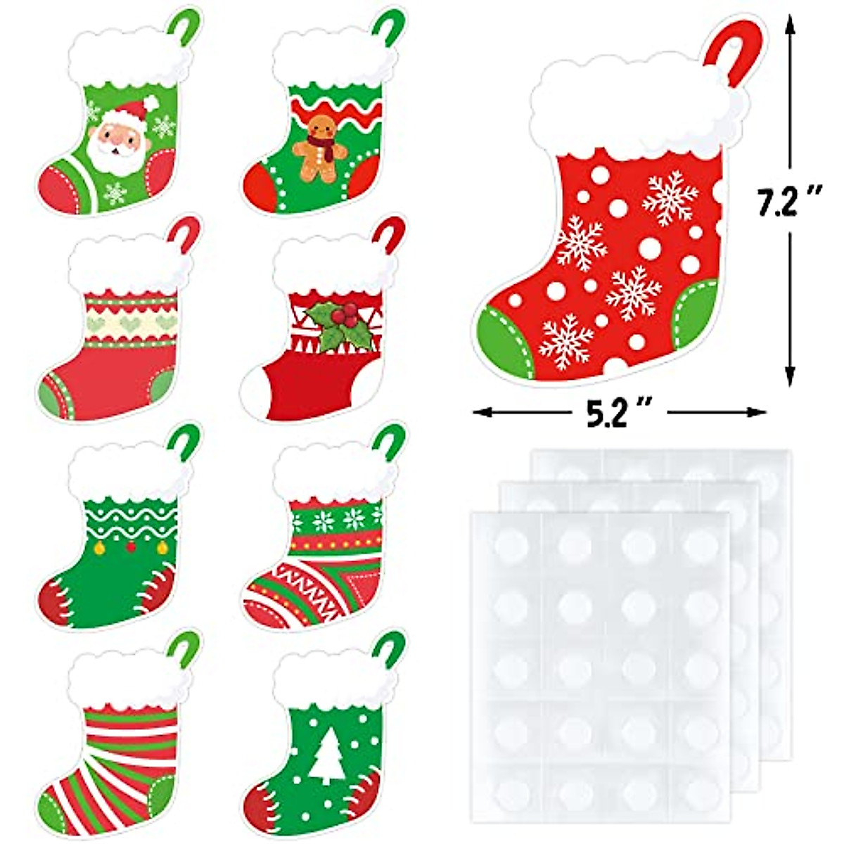 45 Pcs Christmas Stocking Cutouts Xmas Cut-Outs for Winter Bulletin Board Classroom Office Christmas Party Decorations