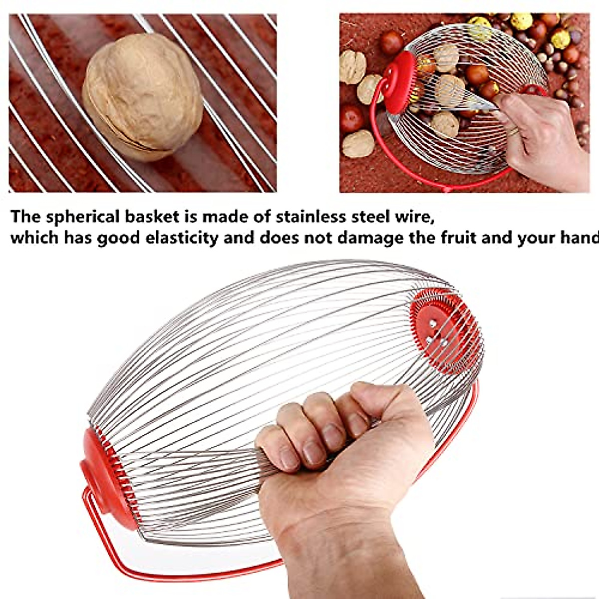 Large Nut Gatherer Rolling Nut Harvester Ball Picker Adjustable Lightweight Outdoor Manual Tools Picker Collector Walnuts Pecans Golf Nerf Darts and Ball 1'' to 3'' in Size (7.48 * 12.6in)