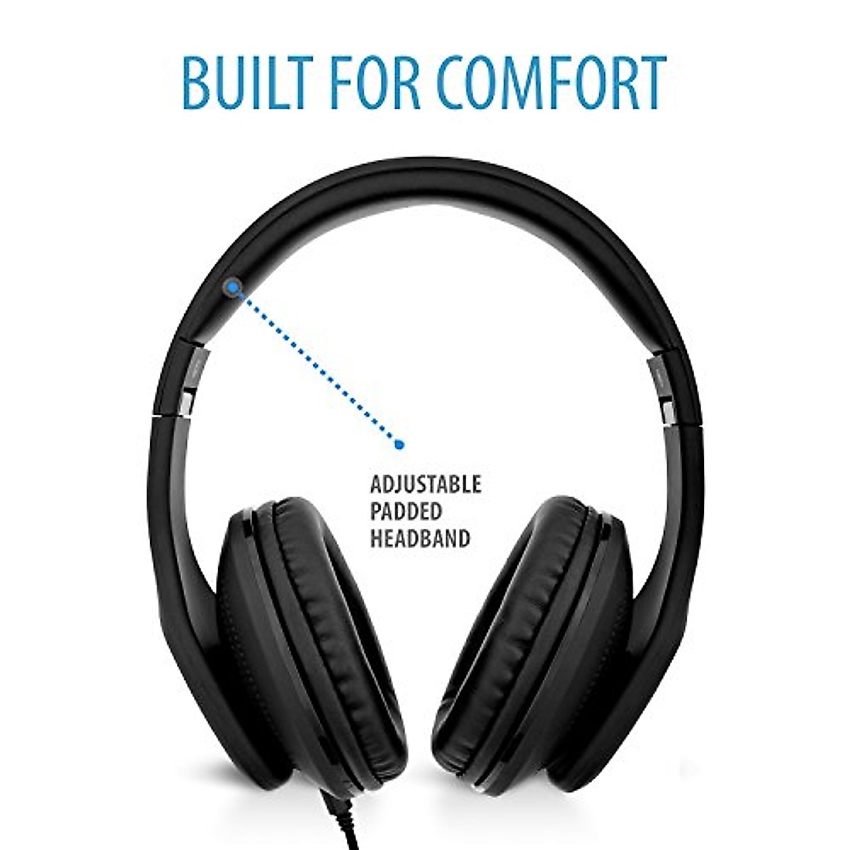 V7 HA701-3NP Over-Ear Headphones with Microphone and Volume Control, Foldable, Call Answering for Cellphones, Tablets, Smartphones, Laptop Computer, PC, Black