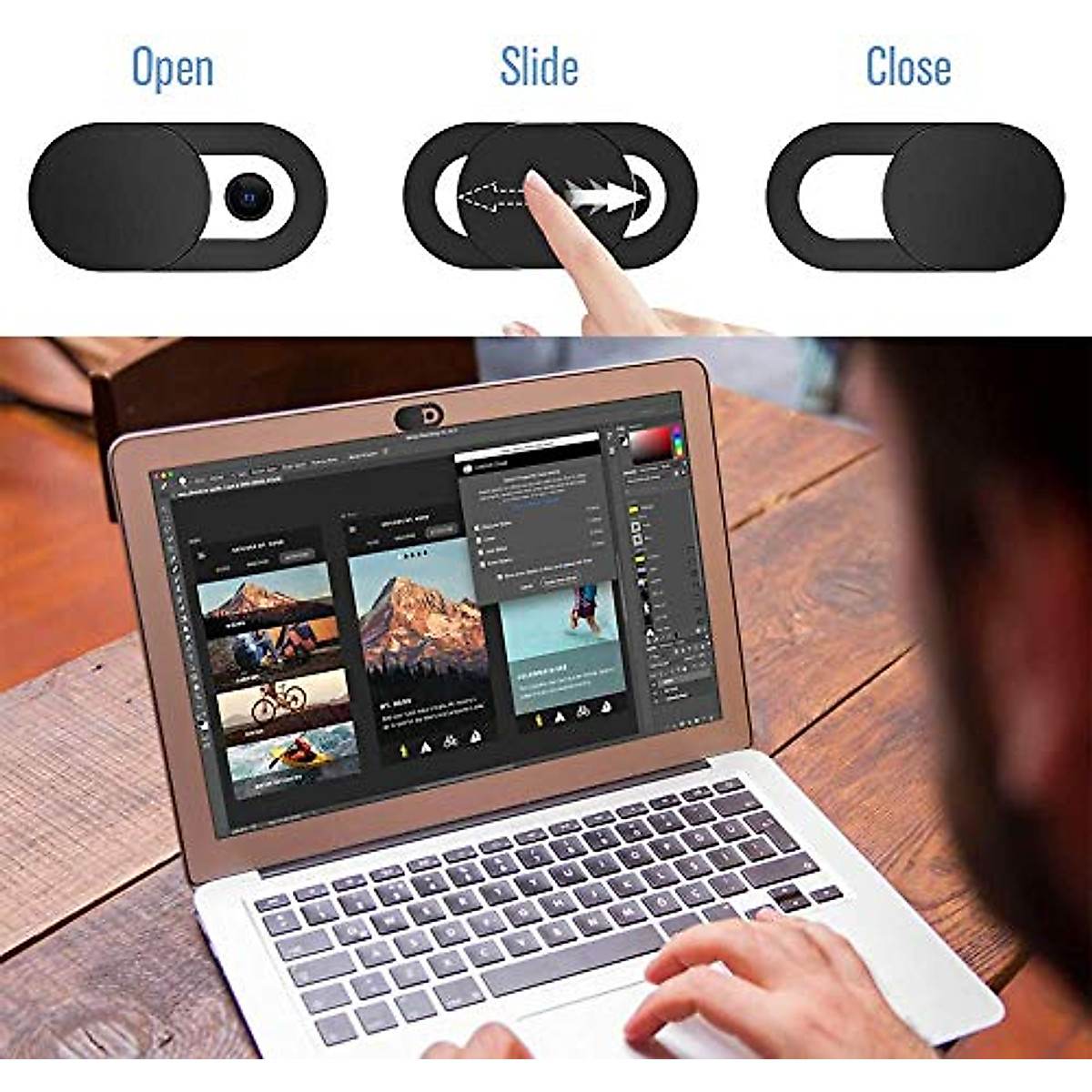 LorXi Webcam Slide Cover, 3 Pack Ultra Thin Camera Cover Slide Apply to Laptop, Tablet, Smartphone, Protect Your Privacy (Black)