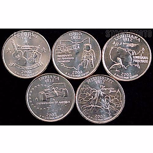 2002 D Complete Set of 5 State Quarters Uncirculated