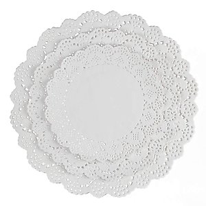 HAKSEN 108 PCS Paper Lace Doilies Combo, Pack 36 Each 6.5", 8.5", 10.5",Baked, Grilled, Fried Food,Tableware Decoration