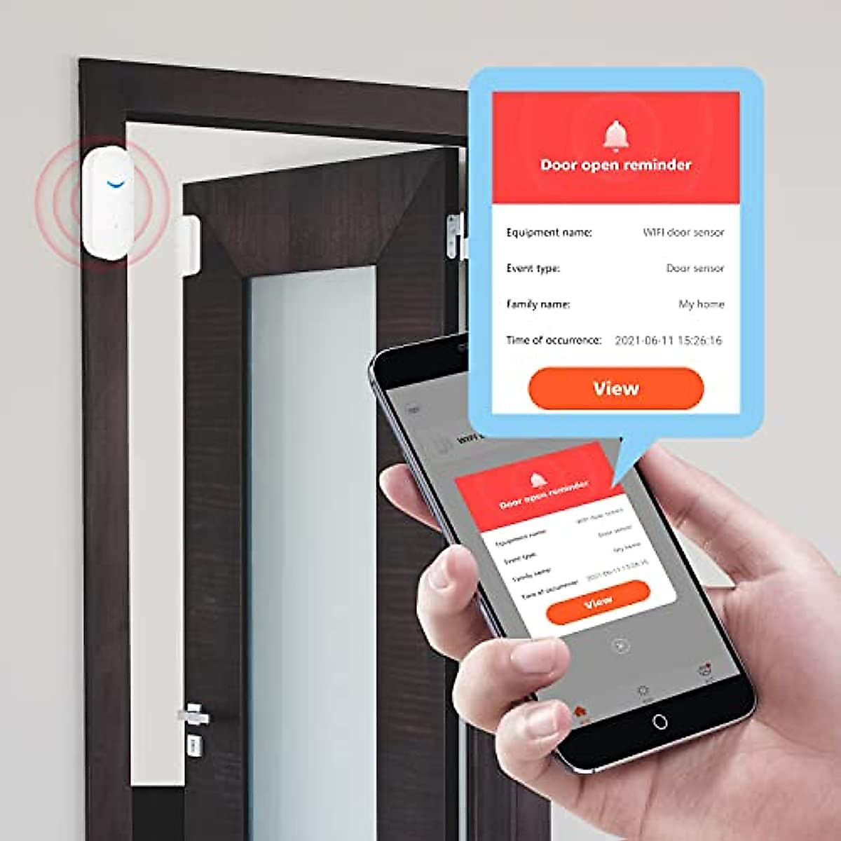 2-Pack WiFi Door and Window Sensors,Tuya Smart Alarm with Free Notification APP Control Home Security Alarm System, No Hub Required,Compatible with Alexa, Google Home