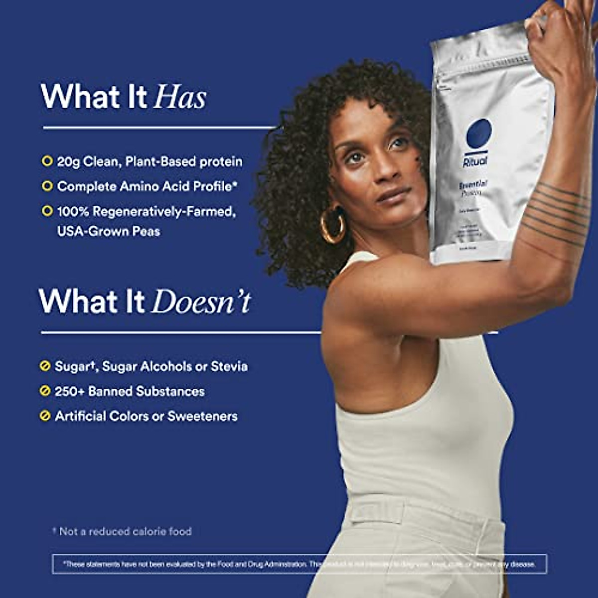 Ritual 50 and Over Vegan Plant Based Protein Powder with BCAA: 20g Organic Pea Protein from Regenerative Farms in USA, Hand-Crafted Vanilla, 3rd Party Tested, Gluten-Free, Dairy-Free, Non-GMO, 1 Lbs