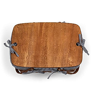 Picnic TIME - Kansas Picnic Basket with Lid - Handwoven Wood Picnic Basket