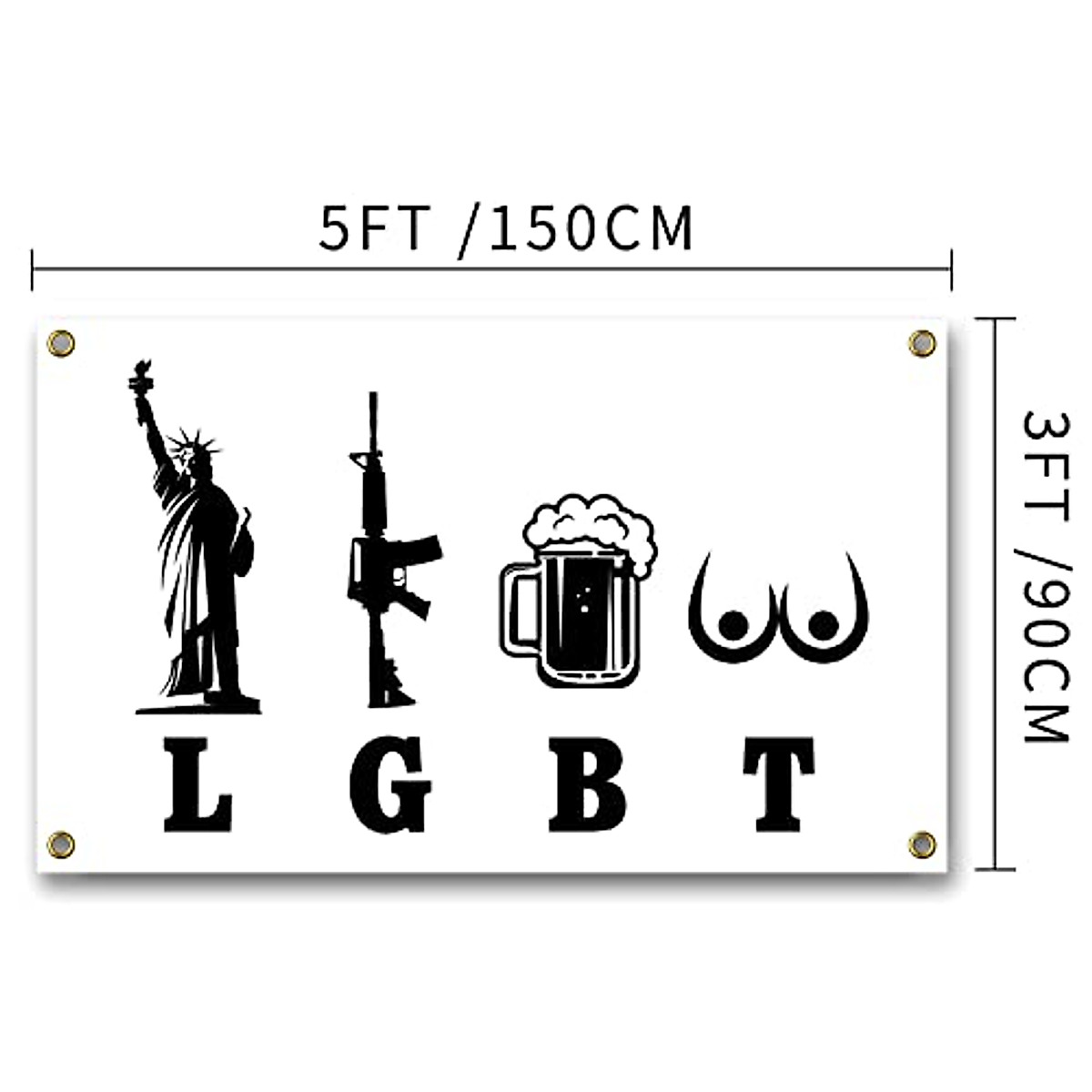 Liberty Guns Beer Tittes Flag Funny Poster Durable Man Cave Wall 3x5 Feet Flag with Brass Grommets This Beautiful Entertaining Banner Flag for College Dorm Room Decor,Outdoor,Parties Gifts, Travel, Filming, Events, Festivals.. (Four buttons)
