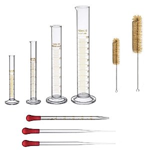 Thick Glass Graduated Measuring Cylinder Set 5ml 10ml 50ml 100ml Glass with Two Brushes
