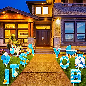 Large Baby Shower Yard Sign It’s a Boy Blue Yard Signs with Stakes 16 Inch Tall Baby Boy Lawn Sign Gender Reveal Outdoor Decoration Welcome Home Newborn Announcement Sign for Party Decorations,11 PCs