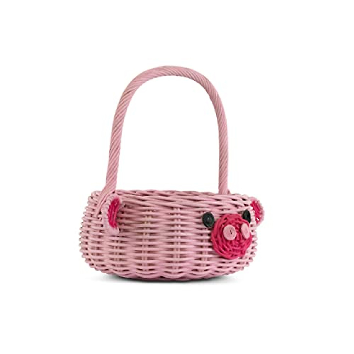 G6 COLLECTION Hand Woven Pig Rattan Basket Decorative Home Decor Bin Organizer Storage Cute Handmade Handcrafted Gift Art Decoration Wicker (Piggy Easter Basket)