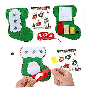 Veemoon Felt Christmas Ornament Kits 6 Pcs Xmas Party Favor Wall Hanging DIY Felt Non-Woven Fabric Hanging Bag Materials Christmas Stocking Making Kit Handmade DIY Materials Kit Suite
