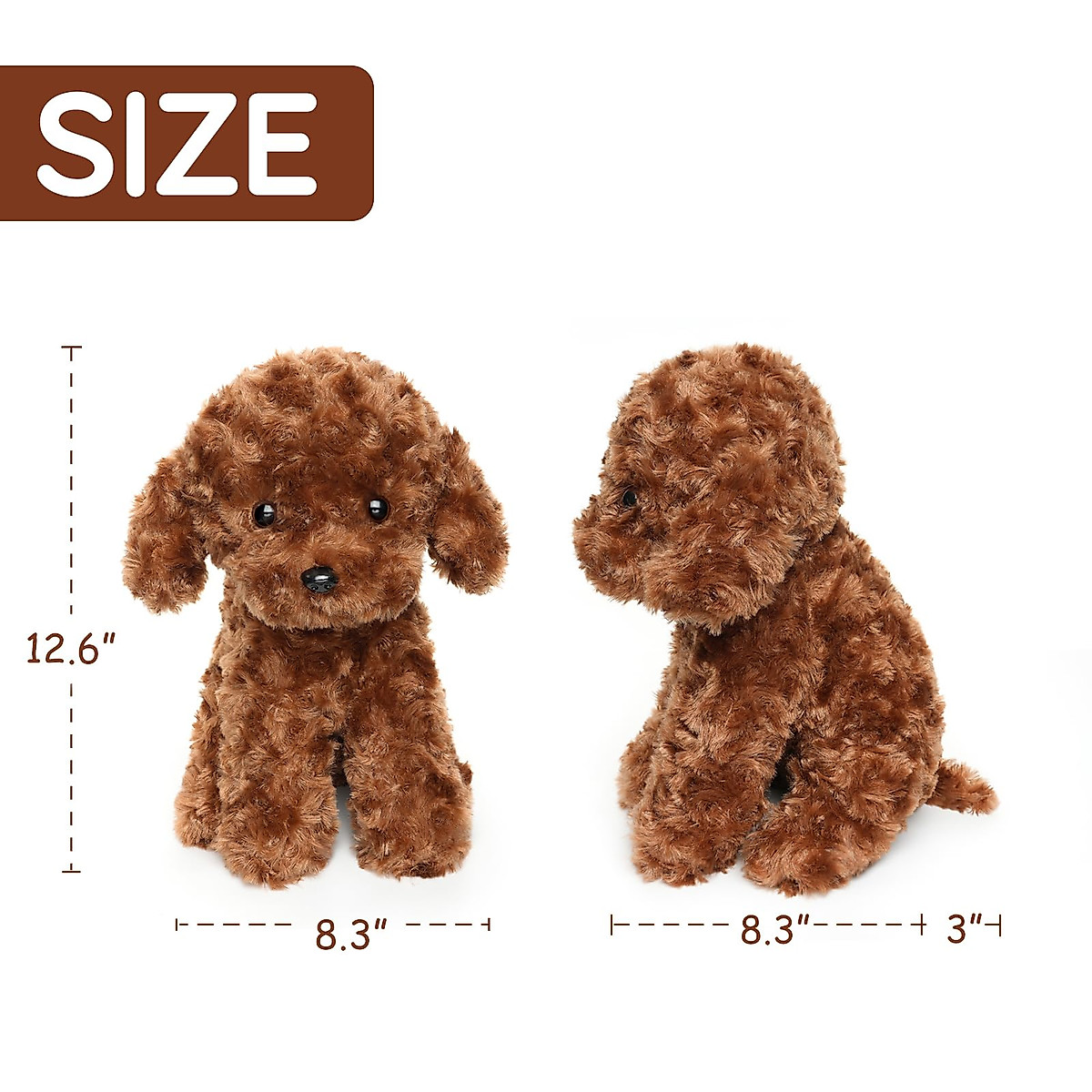 WEIGEDU Labradoodle Plush Toy, Fluffy Red Poodle Stuffed Animal, 12.6" - Perfect for Kids, Babies, Birthday