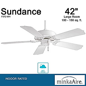 Minka-Aire F572-WH Sundance 42 Inch Outdoor Pull Chain Ceiling Fan in White Finish