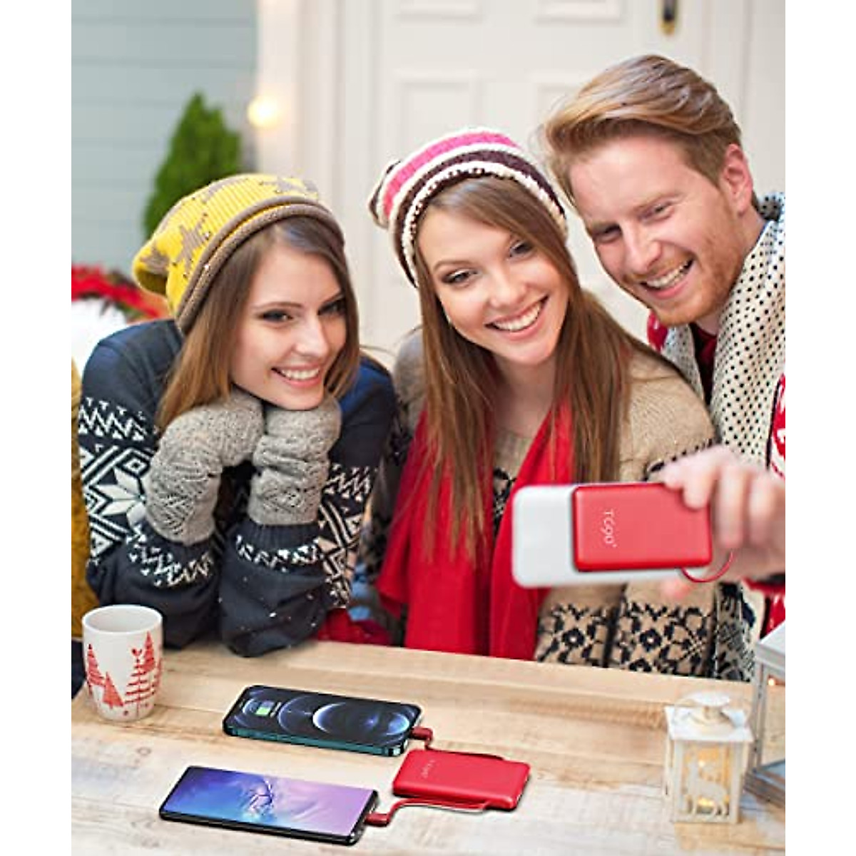 TG90° 2 Pack 6000mah Power Bank Built in Cable Portable Phone Charger Compatible with iPhone Android Phones