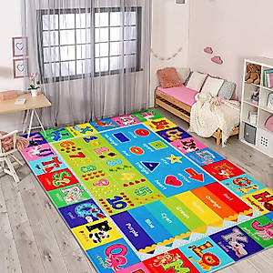 LTKOUGFAM Kids Play Rug for Playroom, Kids Play Mat ABC Educational Area Rug, Toddler Baby Playroom Mat, Alphabet Animal Soft Non-Slip Kids Rug Carpet for Boy Girl Bedroom (78.7X59 INCH Green)