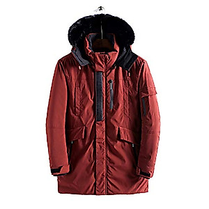 WEEN CHARM Men's Warm Parka Ski Jacket Water Resistant Puffer Jacket Long Winter Coat with Removable Faux Fur Hood