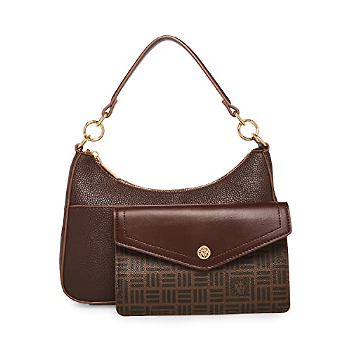Anne Klein Womens Anne Klein W/ shoulder bag w pouch, Espresso/Espresso/Milk Choc-drk Choc, One Size US