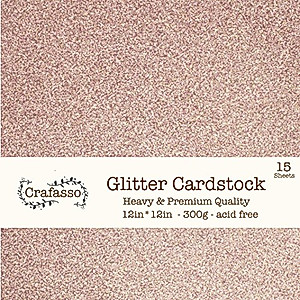Crafasso 12" x 12" 300gms heavy & premium cardstock, 15 sheets, rose gold(Pink scheme)