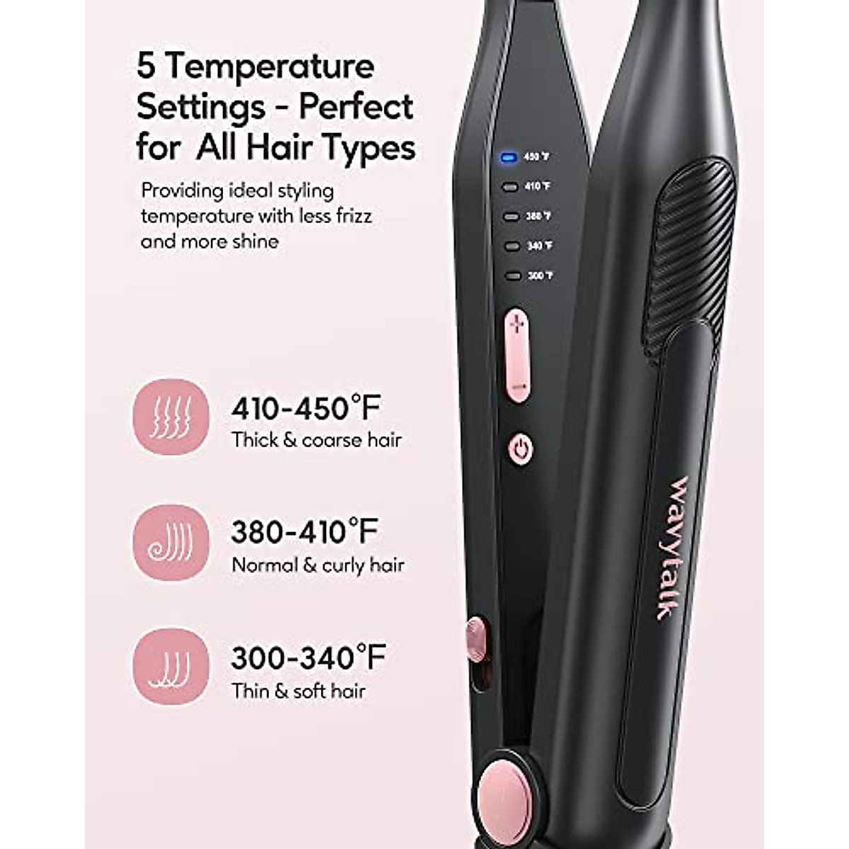 Wavytalk 3/10" Small Flat Iron, Pencil Flat Iron for Short Hair, Pixie Cut and Bangs, Mini Hair Straightener for Edges with Anti-Pinch Design, Tiny Hair Straightener with Titanium Floating Plates