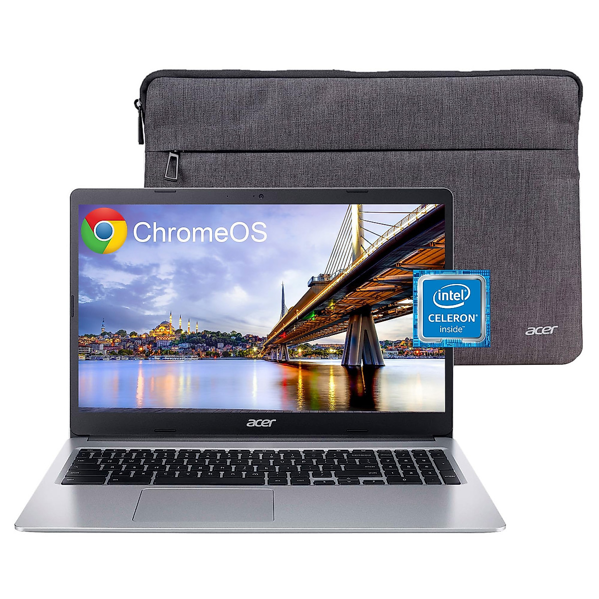 acer 2023 Newest Chromebook 315 15.6" HD Thin & Light Laptop, Intel Celeron Dual-Core Processor, 4GB RAM, 64GB eMMC, 12.5H Long Battery, Wi-Fi, Chrome OS, Bundle with USBHUB
