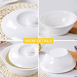 Stock Pot,Accguan 1.7 Quart White Stockpot with Lid, Classic Porcelain Stockpot,Elegant Ceramic Casserole with Lid