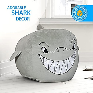 Shark Bean Bag Chair Cover for Kids Ultra-Soft and Fluffy Fur-Like Cover for Kids Bean Bag Chair, Stuffed Animal Storage - Shark Room Decor for Boys, Bean Bags for Kids
