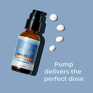 SkinDaily Niacinamide Serum for Face -1oz- Vitamin B3 Pore Minimizer Dermatologist Recommend Concentration - Targets Aging Skin, Wrinkles, Dark Spots - Superior Moisturizer and Skin Brightening