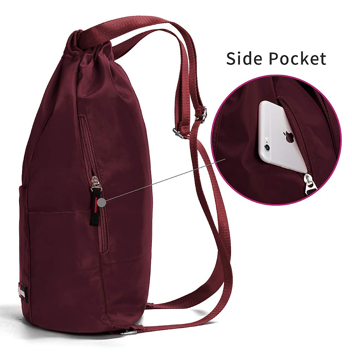 ZOORON Waterproof Drawstring Gym Backpack Bag for Men & Women, Sport Gym Sack Mini Travel Daypack