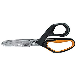 Fiskars PowerArc Heavy-Duty Scissors, Up to 30% More Power, Length 21cm, Durable Stainless Steel Blade/Plastic Handles, 1027204, Orange/Black