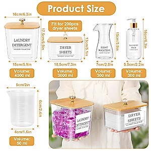 4 Pack Laundry Pods Container,Clear Laundry Room Organization Storage Containers with Dryer Sheet Holder,Laundry Detergent Dispenser for Laundry Detergent Laundry Pods Dry Sheet Organizing