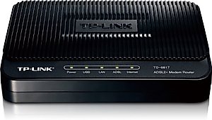 TP-LINK TD-8817 ADSL2+ Modem, 1 RJ45, 1 USB Port, Bridge Mode, NAT Router, Annex A, ADSL Splitter, 24Mbps Downstream