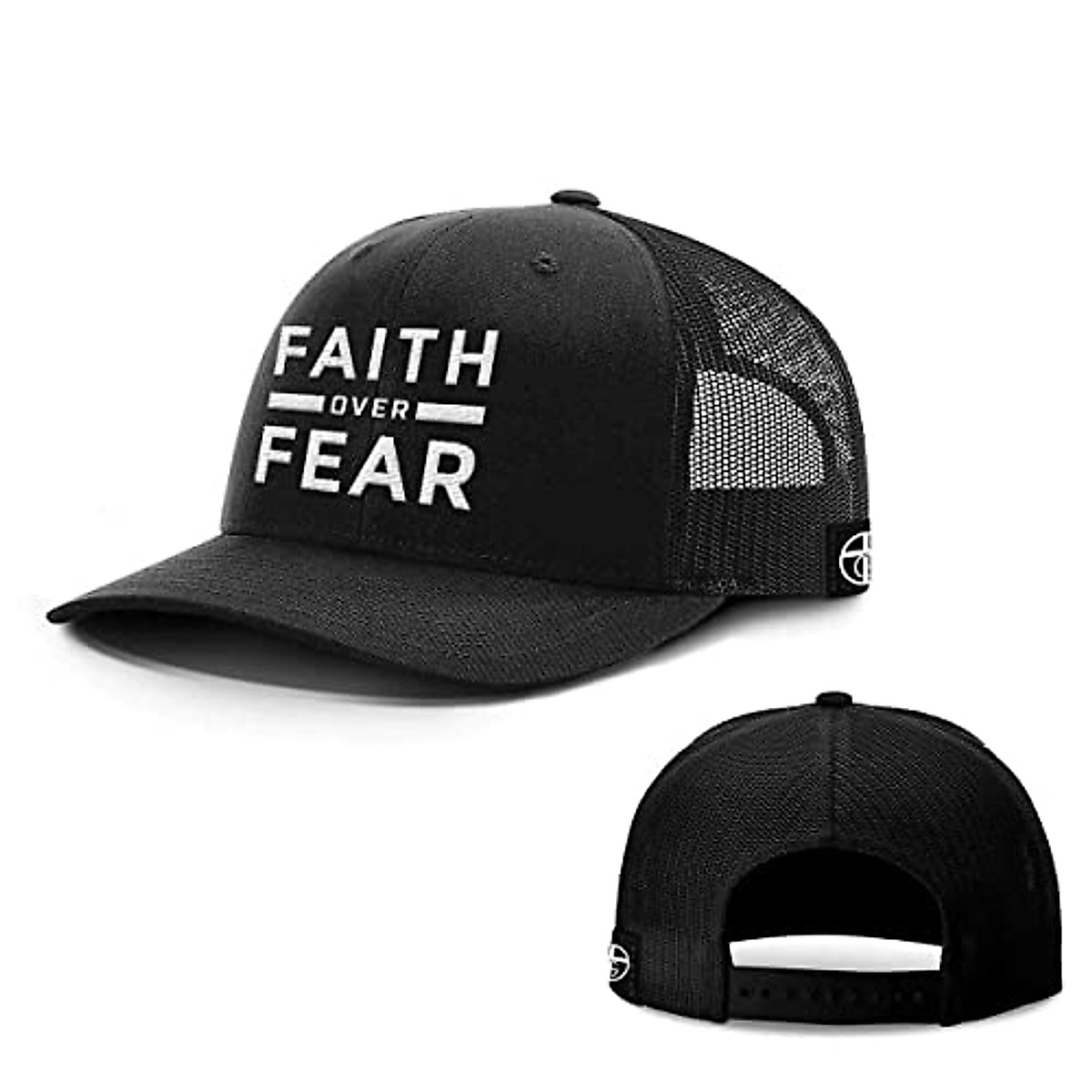 Faith Over Fear Christian Trucker Hat - Adjustable Fit Snapback Hat - Breathable Mesh Side for Casual Wear - Running Workout & Outdoor Activities All Seasons - Baseball Cap Women and Men