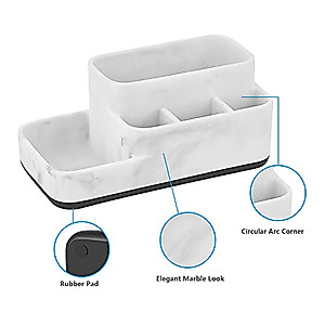 zccz Countertop Organizer - White Make Up Organizers And Storage, Multi-Functional Design Bathroom Organizer Countertop - Skincare Organizers - White Marble Look Accessory Storage