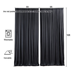 10ft x 10ft Wrinkle Free Black Backdrop Curtains for Parties, Polyester Photo Backdrop Drapes 2 Panels 5x10ft Photography for Wedding Birthday Backdrop Background