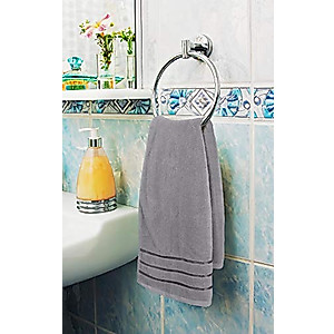 Utopia Towels 8-Piece Luxury Towel Set, 2 Bath Towels, 2 Hand Towels, and 4 Wash Cloths, 600 GSM 100% Ring Spun Cotton Highly Absorbent Viscose Stripe Towels Ideal for Everyday use (Cool Grey)