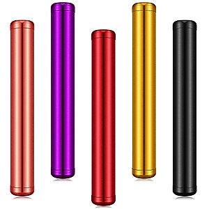 Amylove 5 Pieces Cute Small Metal Aluminum Waterproof Metal Case for Purse Pocket Travel, 4.5 Inches(Purple, Gold, Pink, Red, Black)