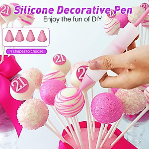 Elesunory 802Pcs Cake Pop Set, Including Cake Pop Sticks and Wrappers, Twist Ties, Cake Pop Roller, Decorating Pen with 4 Piping Tips, Candy Foil Wrappers, Cake Pops Bags Supplies for Lollipop
