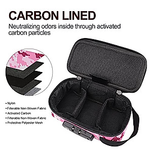 FIREDOG Smell Proof Bag with Combination Lock (Red Camo, 8x4x2.75 Inch)