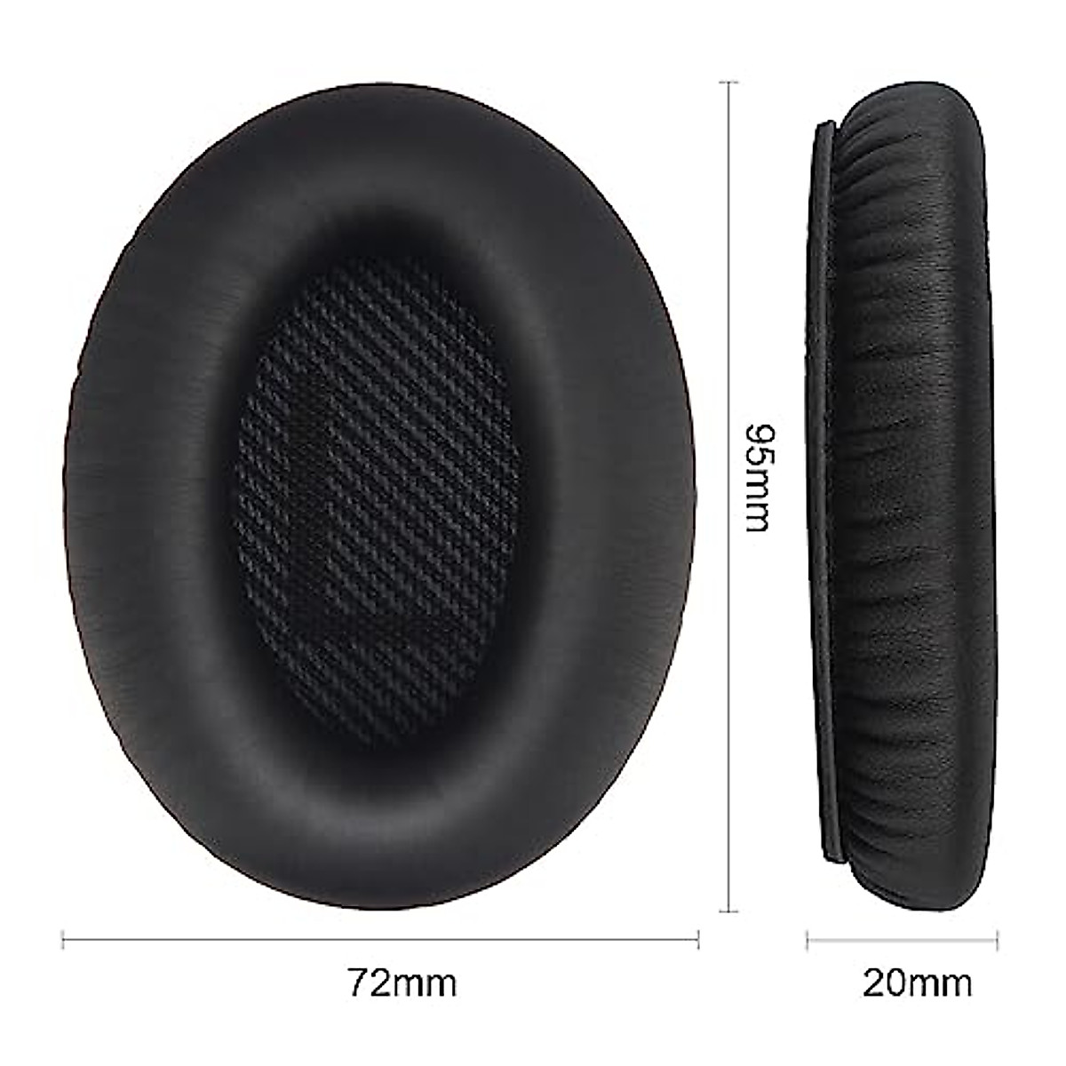 T Tersely Replacement Earpads Cushions for Bose QuietComfort 35 II/45 (QC35/QC45/QC35 II) Headphones,with QC35 Shaped Scrims with 'L and R' Lettering QC25 QC15 QC2 SoundTrue SoundLink Ear Pads (Black)