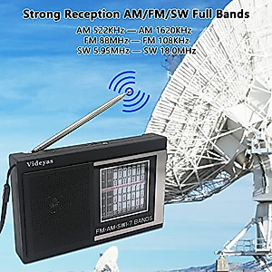 Videyas Shortwave Radios AM FM Radio Portable Rechargeable Radio Battery Operated Radio Transistor Radio Digital Radio with Best Reception,AC or D Battery Powered 3.5mm Earphone Jack Battery Included
