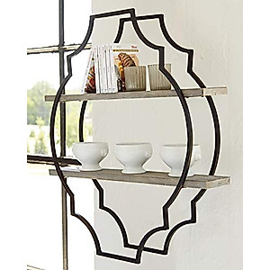 Signature Design by Ashley Candon Industrial 32" High Rustic Wall Shelf with 2 Shelves, Black