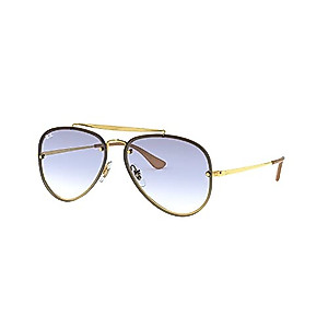 Ray-Ban RB3584N Blaze Aviator Sunglasses, Gold/Clear Gradient Light Blue, 61 mm