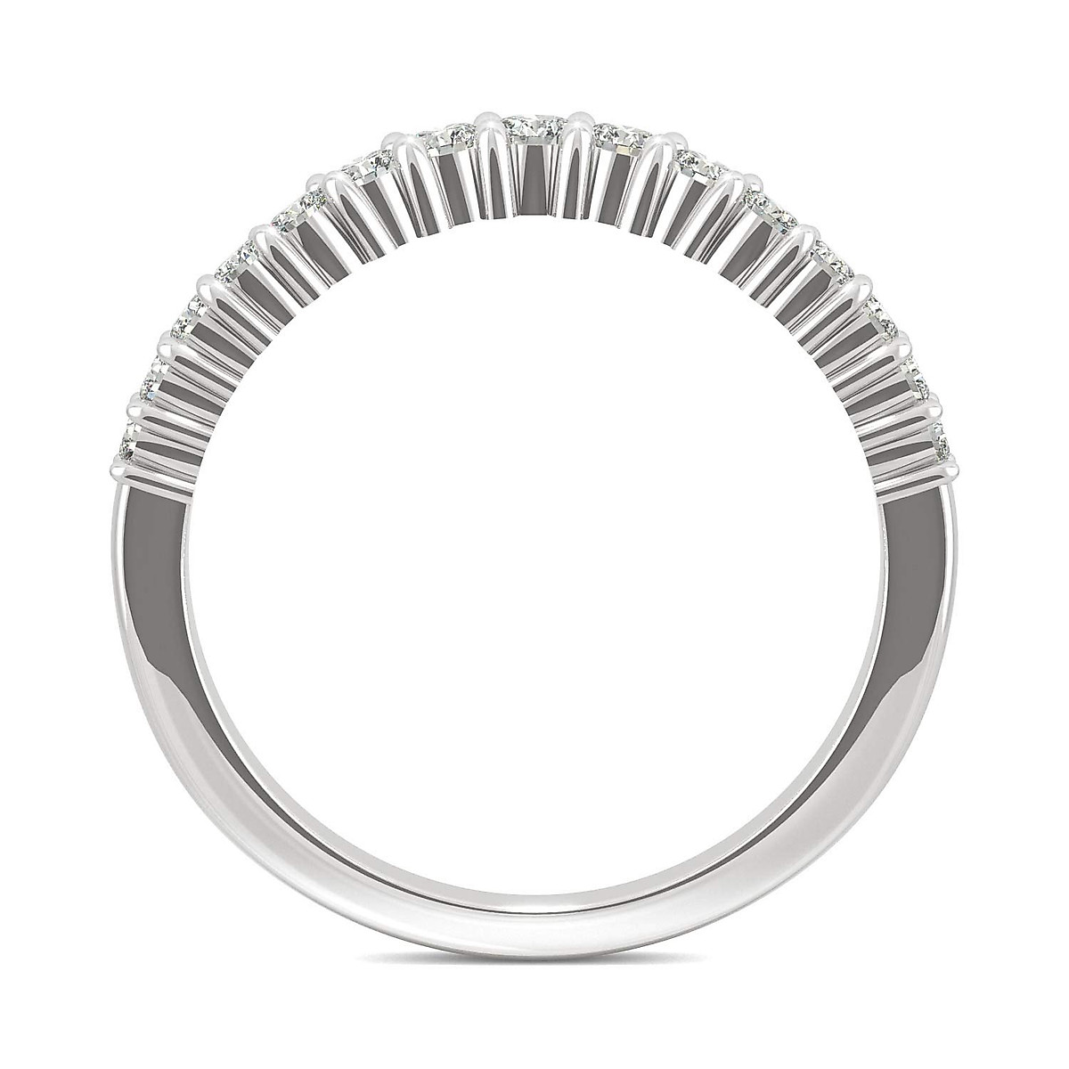 14K White Gold 2.3mm Round Moissanite Curved Graduated Band- size 8 0.39cttw DEW by Charles & Colvard