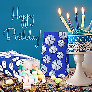 30 Pack Baseball Goodie Gift Bags Baseball Party Treat Favor Bags Blue Baseball Snack Paper Bags for Team Sports Theme Birthday Party Decor Game Celebration