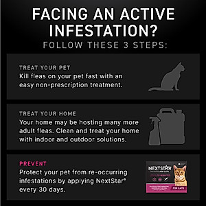 NEXTSTAR Flea and Tick Prevention for Cats, Repellent, and Control, Fast Acting Waterproof Topical Drops for Cats Over 3.5 lbs, 3 Month Dose