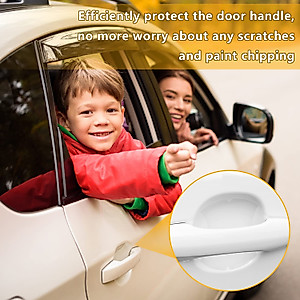 Ouzorp Car Door Handle Cup Scratches Protector Door Handle Side Sticker Scratches Scratch Protector Transparent Door Handle Paint Scratch Protection Protective Film (4)